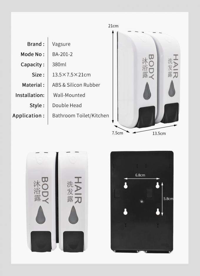 White Color Wall Mounted Liquid Soap Dispenser / Combined Wall Hung ...